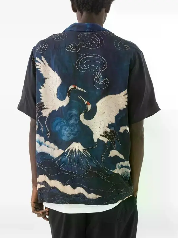 MAHARISHI 6230 Boro Crane Graphic Shirt - Blue
