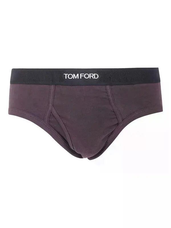 TOM FORD Branded-waistband Cotton Briefs - Brown