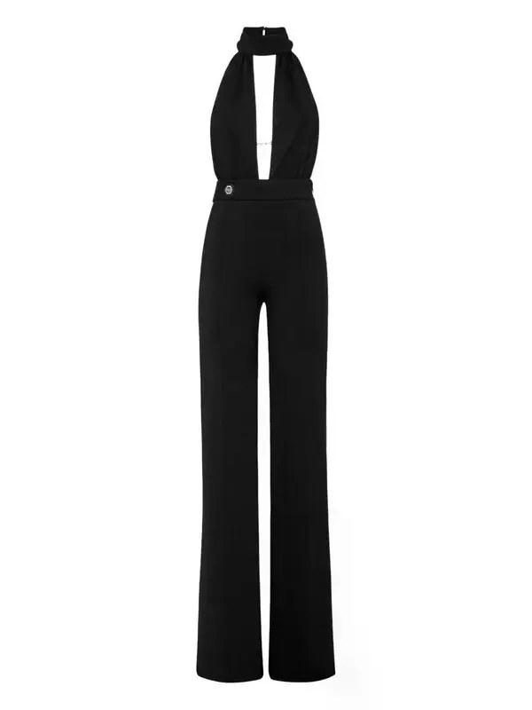 Philipp Plein Fatale Halterneck Jumpsuit - Black