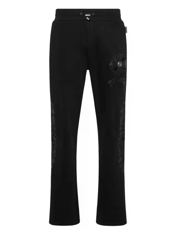Philipp Plein Leather-insert Embroidered Track Pants