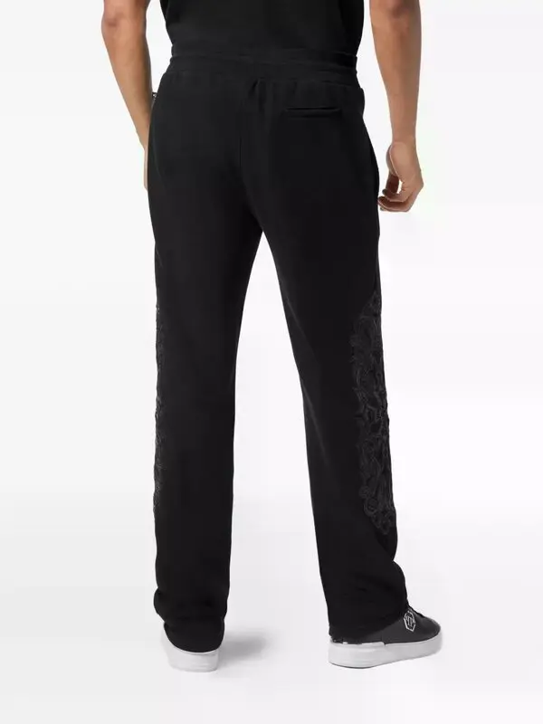 Philipp Plein Leather-insert Embroidered Track Pants