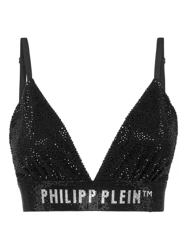 Philipp Plein Rhinestone-embellished Triangle-cup Bra - Black