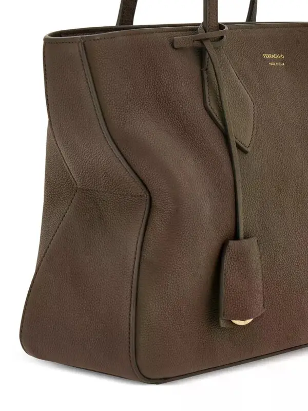 FERRAGAMO Medium Leather Tote Bag - Brown