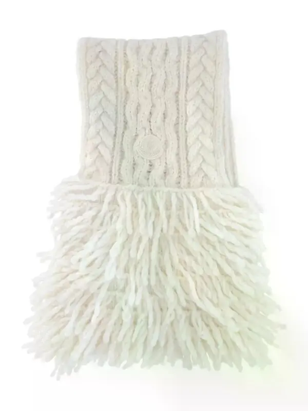Moncler Cable-knit Fringed Scarf - Neutrals