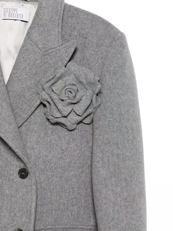 Giuseppe Di Morabito Flower-appliqué Double-breasted Coat - Grey