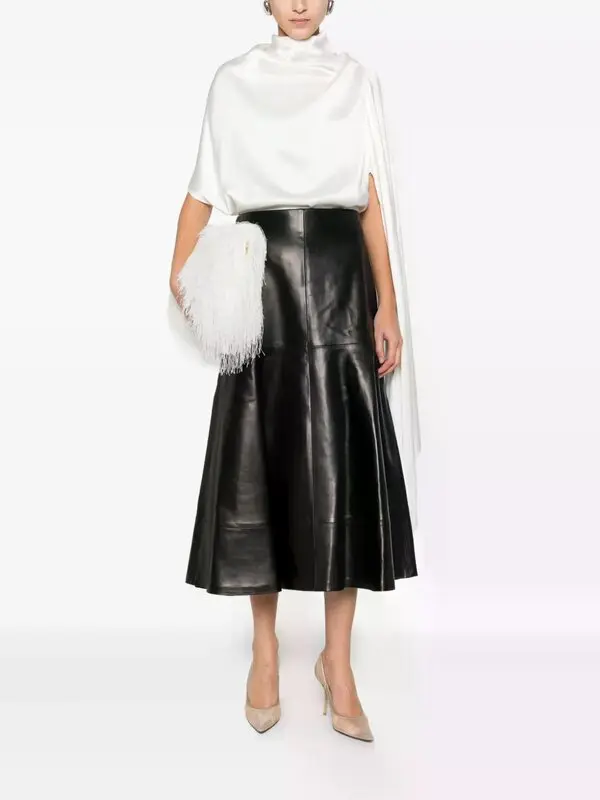 Brandon Maxwell Flared-hem Leather Skirt
