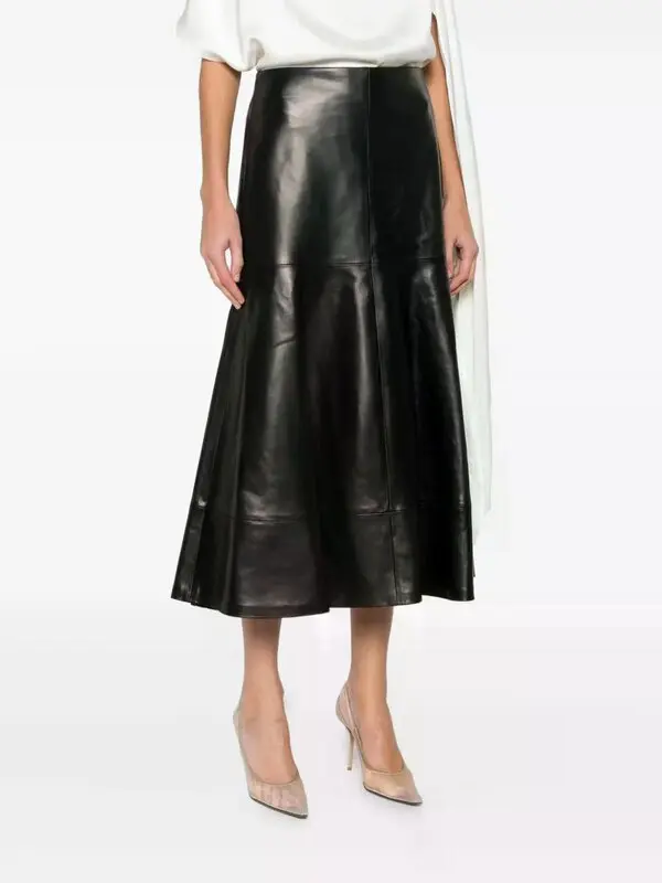 Brandon Maxwell Flared-hem Leather Skirt