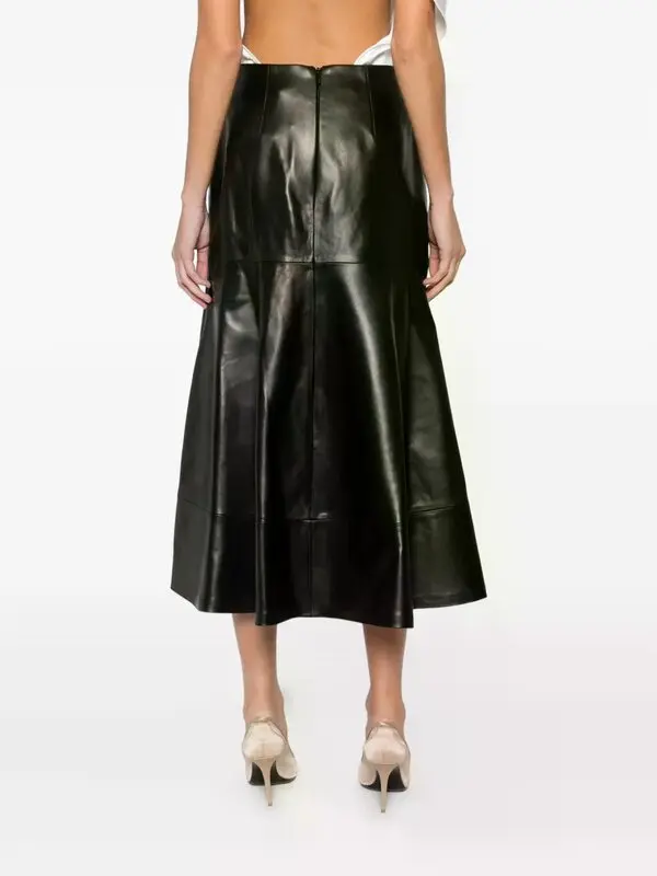 Brandon Maxwell Flared-hem Leather Skirt