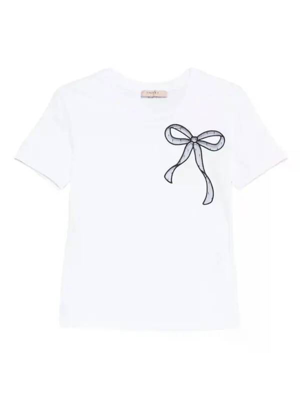 TWINSET Bow-appliqué T-shirt - White