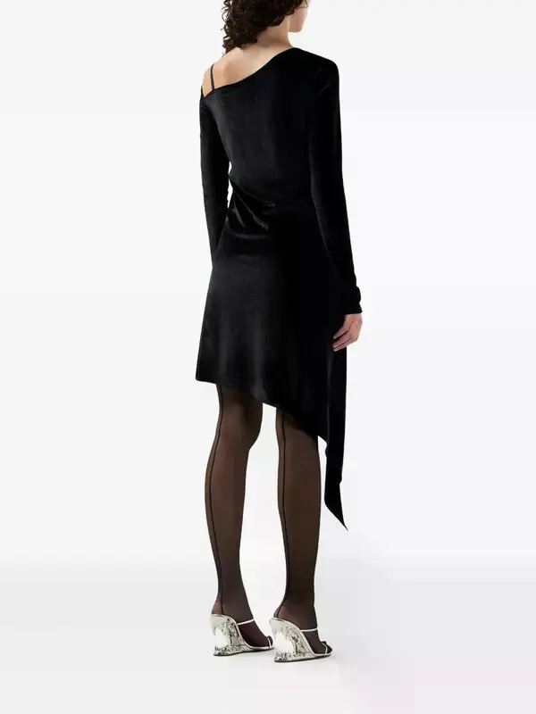 asymmetric ruched mini dress Asymmetric Ruched Mini Dress with Floor-Length Side Train