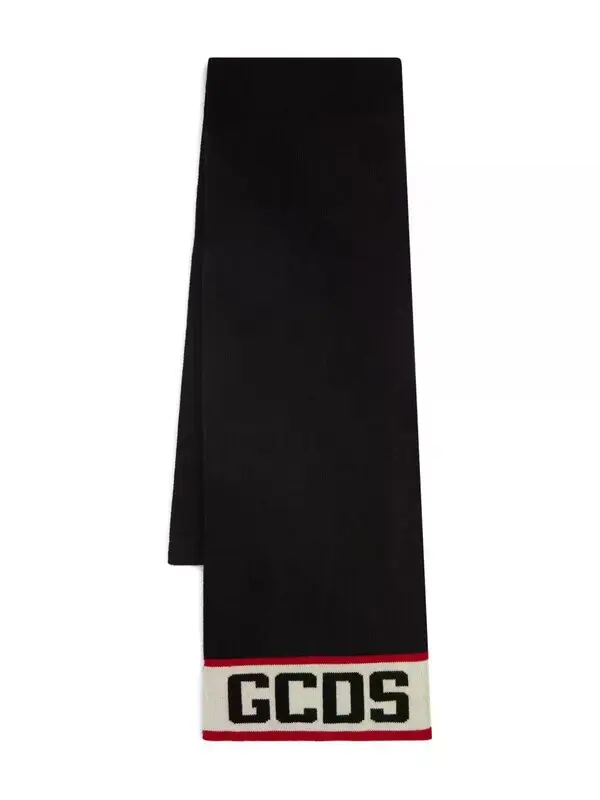 Gcds Logo Knitted Scarf - Black