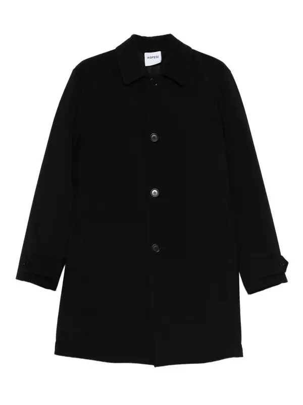Aspesi Buttoned Single-breasted Coat - Black