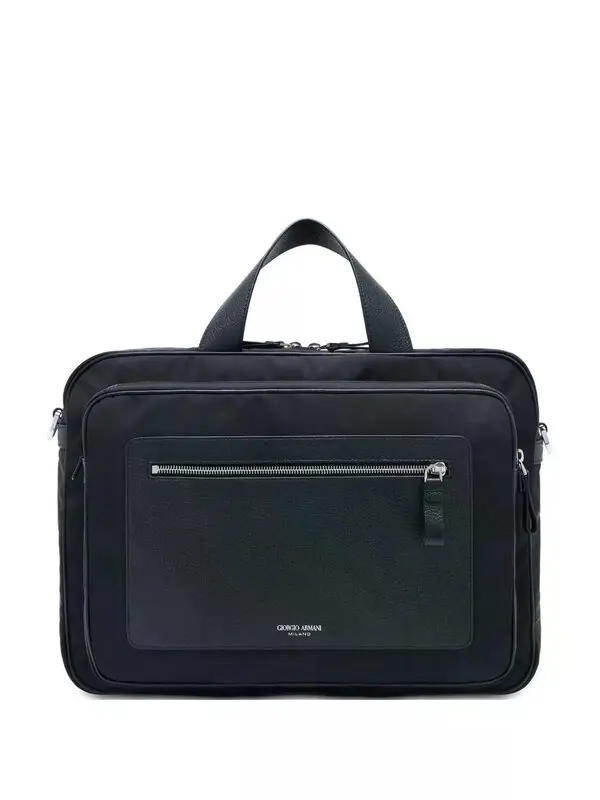 Giorgio Armani Panelled Briefcase With Logo Stamp - Black