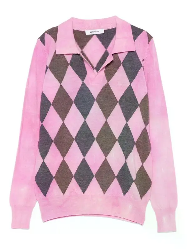 Gimaguas Argyle-pattern Sweater - Pink