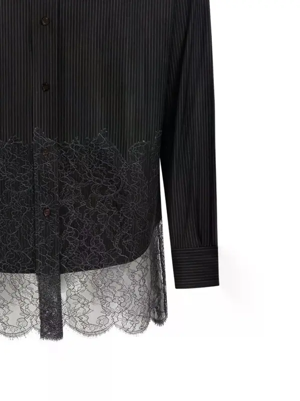 Fendi Striped Lace-detailing Shirt