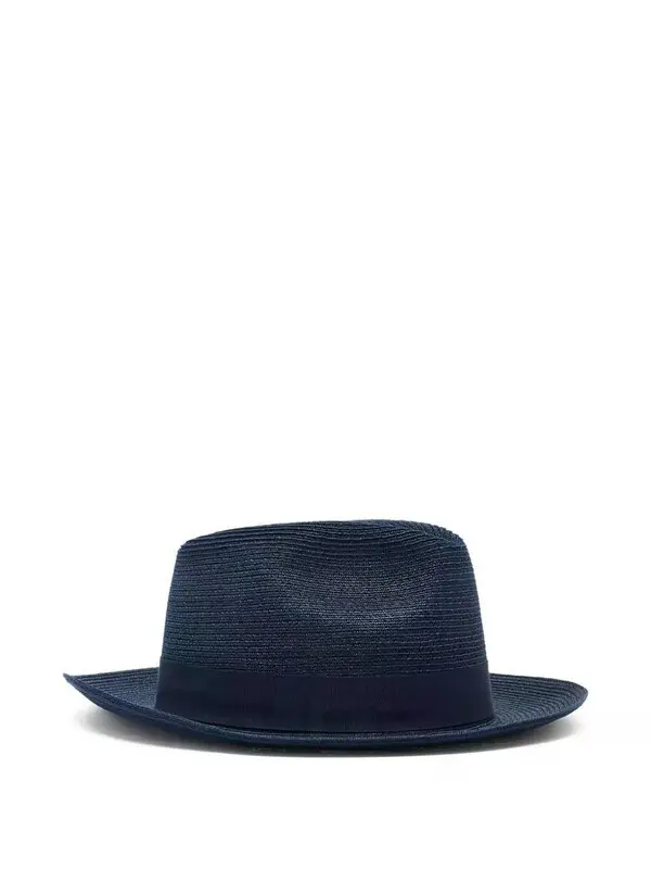 Giorgio Armani Woven Hat With Ribbon Detail - Blue