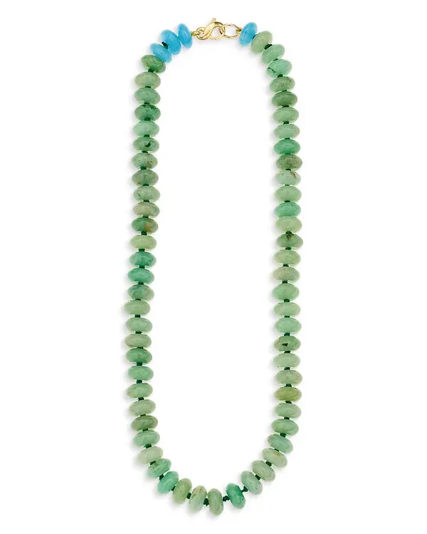 Adina Reyter 9k Yellow Gold, Blue Quartz & Aventurine Necklace - Green