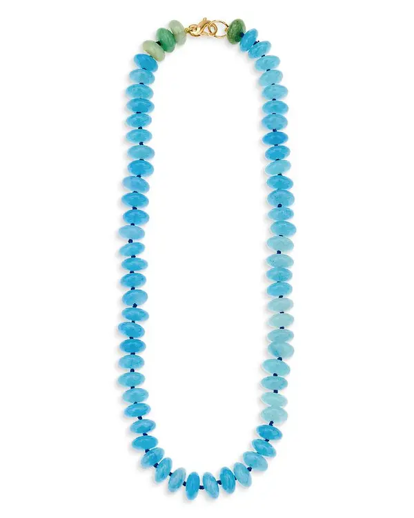 Adina Reyter 9k Yellow Gold Aventurine And Quartz Collar Necklace - Blue