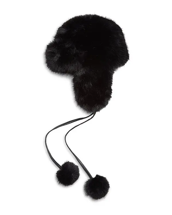Jocelyn Faux Fur Trapper Hat - Black