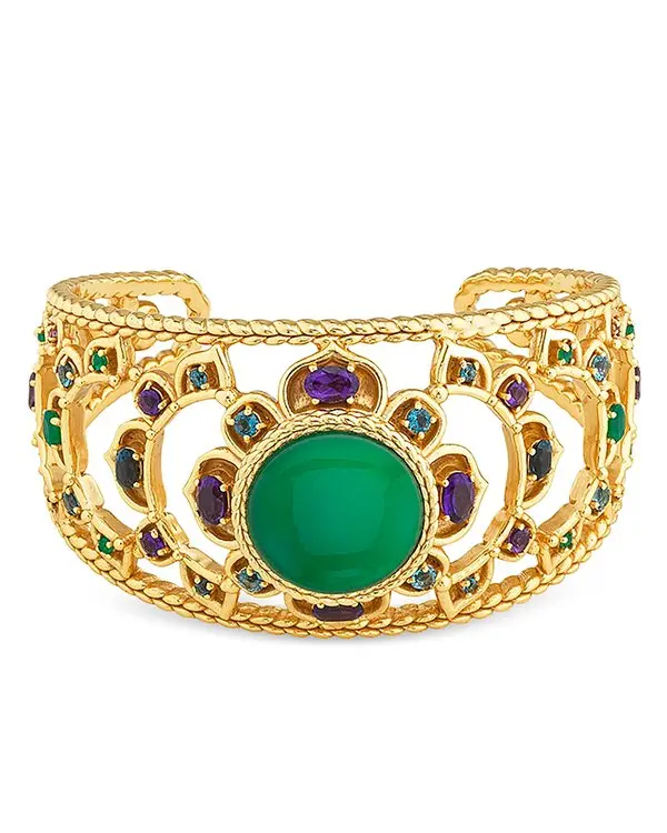 CAPUCINE DE WULF Contessa Belle Nuit Cuff Bracelet - Green/gold