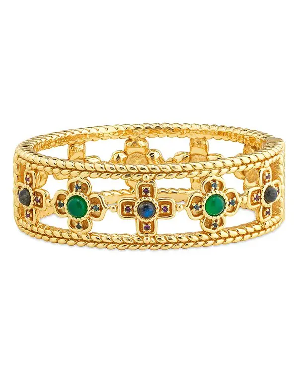 CAPUCINE DE WULF Contessa Hinged Bangle Bracelet - Green/gold