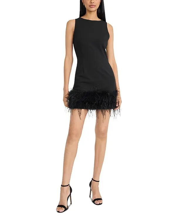 Maggy London Feather Trim Mini Dress