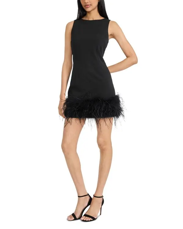 Maggy London Feather Trim Mini Dress