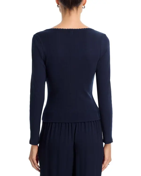 LESET Pointelle Long Sleeve Tee