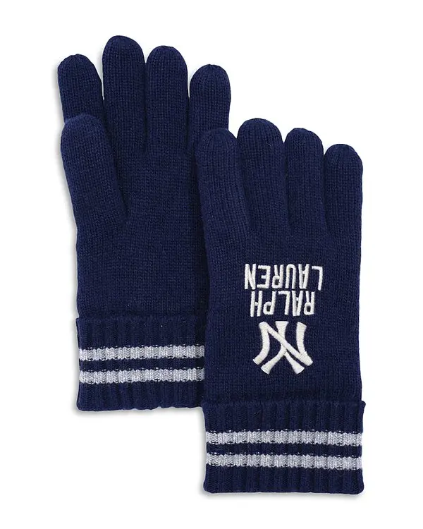 Ralph Lauren Yankees Fleece Lined Knit Gloves - Newport Navy