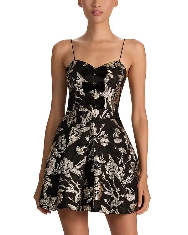 Alice + Olivia Daniela Bow Front Dress - Black/Gold - 70% Off | Editorialist