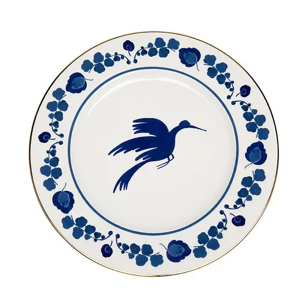 La DoubleJ Wildbird Dinner Plate, Set Of 2 - Wildbird Blue