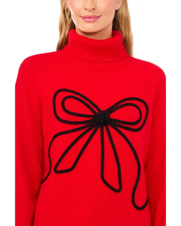 CECE DUPRAZ Embroidered Ribbon Turtleneck Sweater