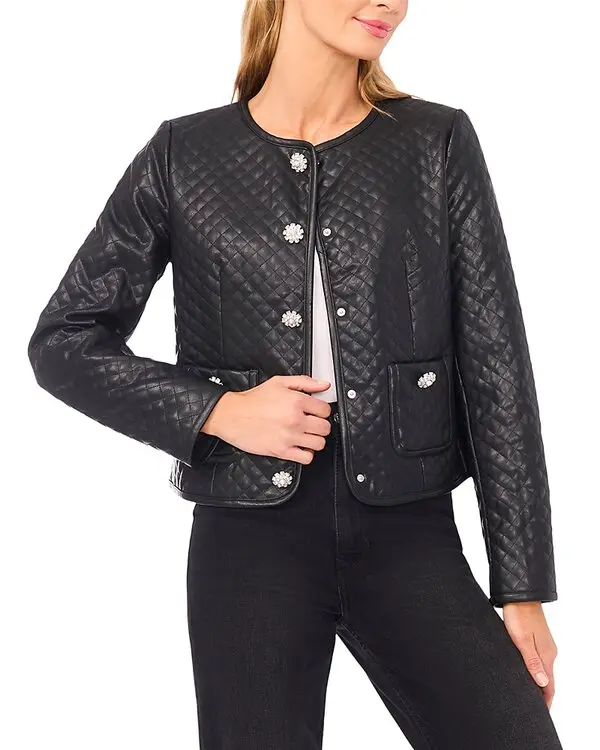 CECE DUPRAZ Quilted Faux Leather Jacket