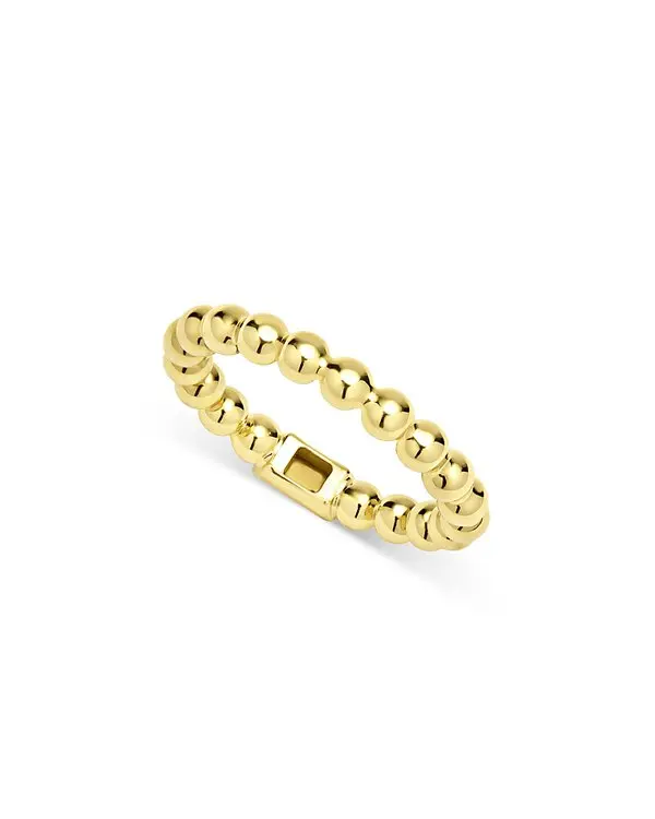 Lagos 18k Yellow Caviar Bead Logo Stacking Ring - Gold