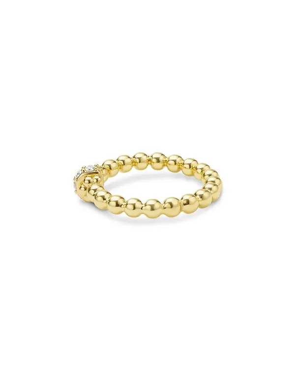 Lagos 18k Yellow Caviar Diamond Rondelle Bead Stacking Ring