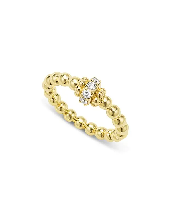 Lagos 18k Yellow Caviar Diamond Rondelle Bead Ring - Gold