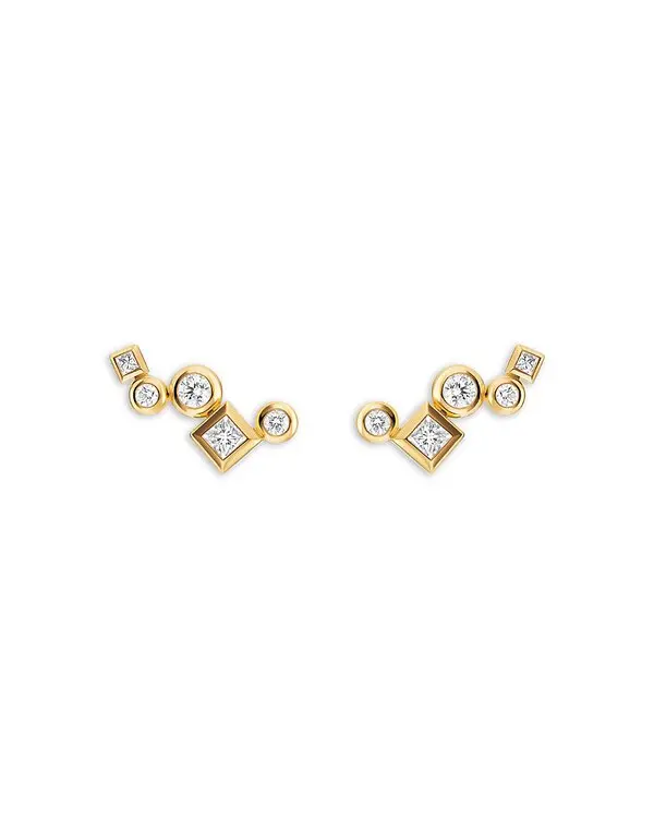 David Yurman Petite Modern Renaissance Diamond Climber Earrings - Gold