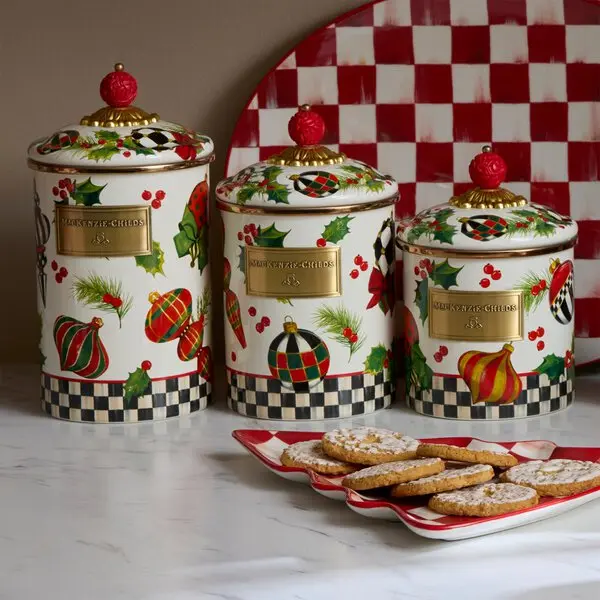 MACKENZIE-CHILDS Deck The Halls Medium Canister