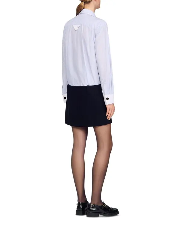 Sandro Short Dress With Dual Materials