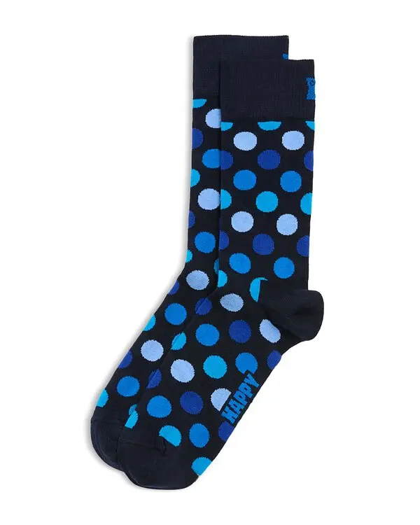 Happy Socks Big Dot Crew Socks - Navy