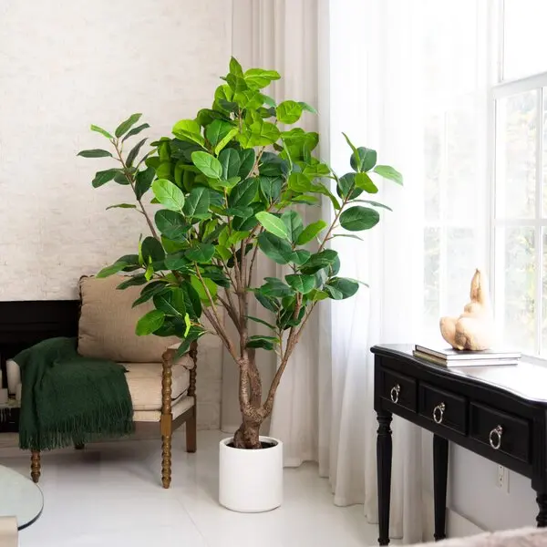 NEARLY NATURAL 6' Artificial Audrey Ficus Leaf Tree