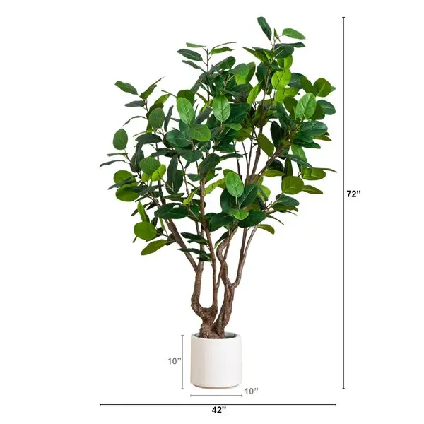 NEARLY NATURAL 6' Artificial Audrey Ficus Leaf Tree