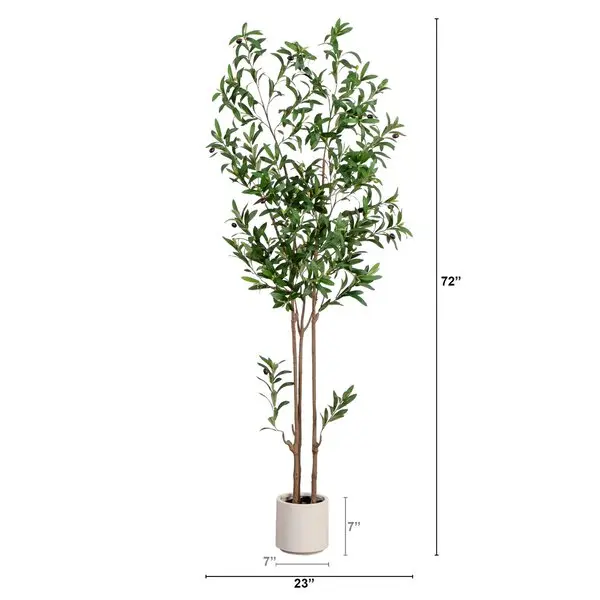 NEARLY NATURAL 6' Artificial Minimalist Olive Tree - Green