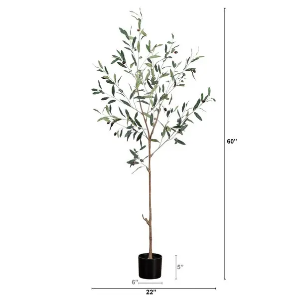 NEARLY NATURAL 5' Artificial Slim Minimalist Olive Tree - Green