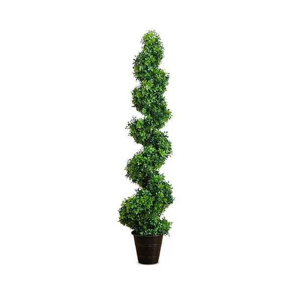 NEARLY NATURAL 5' Uv Resistant Boxwood Spiral Topiary Artificial Tree In Decorative Planter - Green