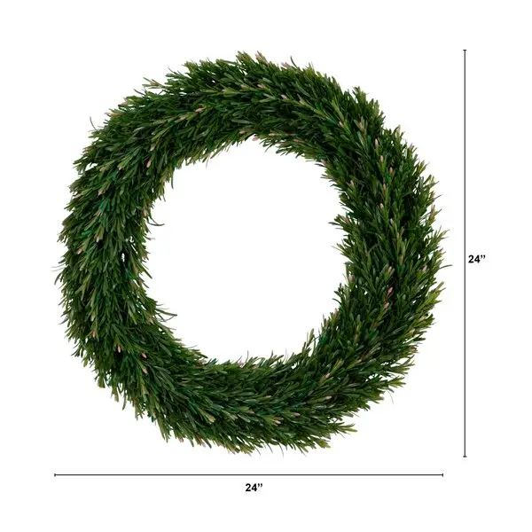 NEARLY NATURAL 24 Uv Resistant Rosemary Artificial Wreath