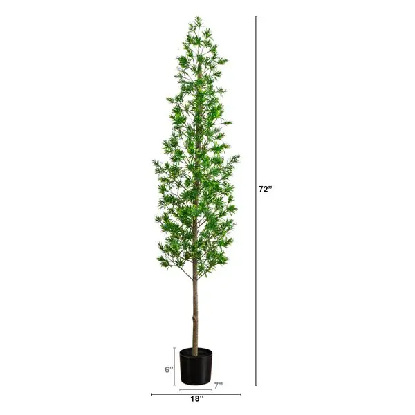 NEARLY NATURAL 6' Uv Artificial Podocarpus Tree