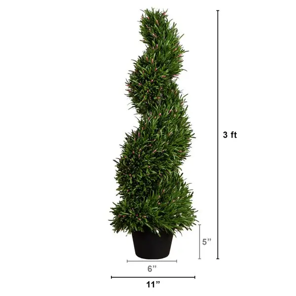 NEARLY NATURAL 3' Uv Resistant Artificial Rosemary Spiral Topiary Tree