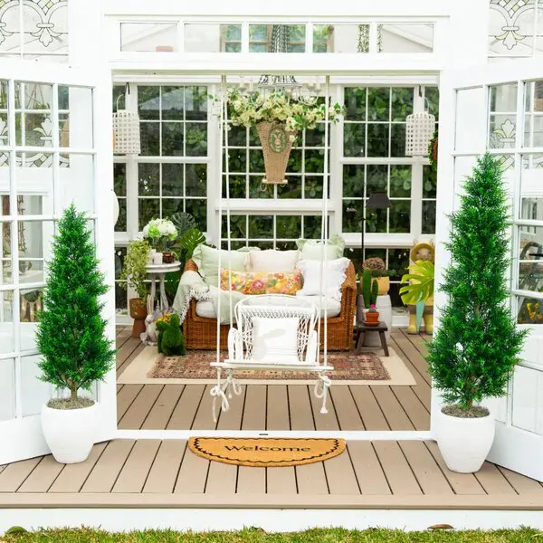 NEARLY NATURAL 4' Uv Resistant Artificial Cypress Tower Tree