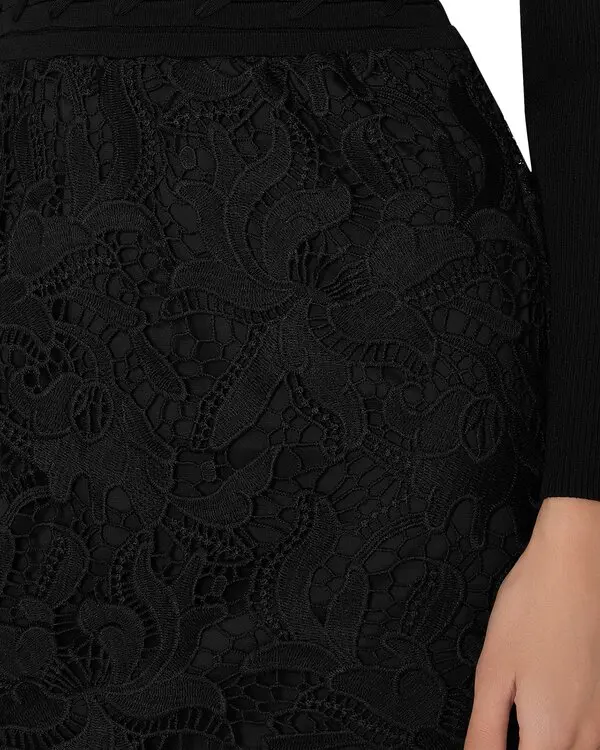 Milly Women's Katie Lace Combo Knit Mini Dress - Black - Size M
